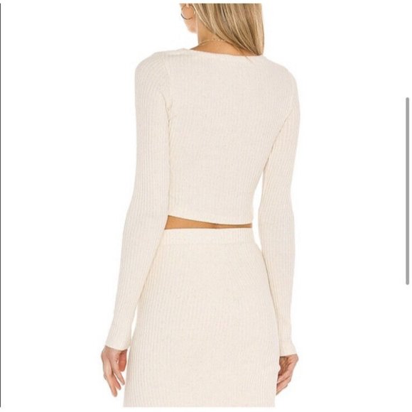 krisa | Tops | Krisa Crop Surplice Wrap Blouse Oatmeal Beige Long ...